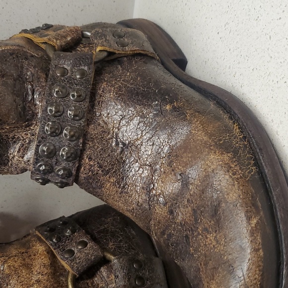 FRYE AND CO. | Shoes | Frye Co Distressed And Harness Studded Leather ...